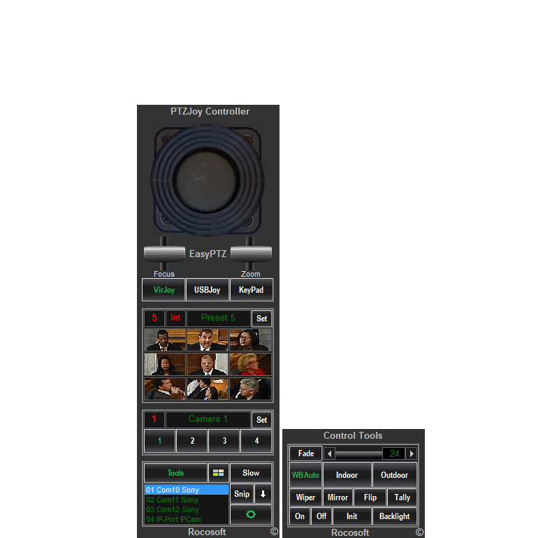 PTZ Camera USB Joystick Controller Software VISCA over IP CGI